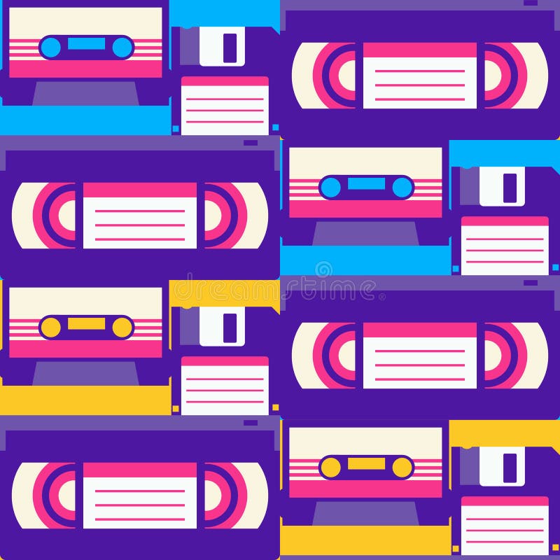 Retro Storage Devices Seamless Pattern Stock Vector - Illustration of ...
