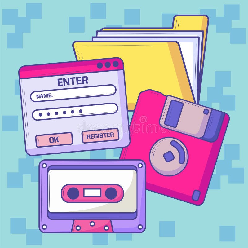 Retro storage tech stock vector. Illustration of floppy - 242972981