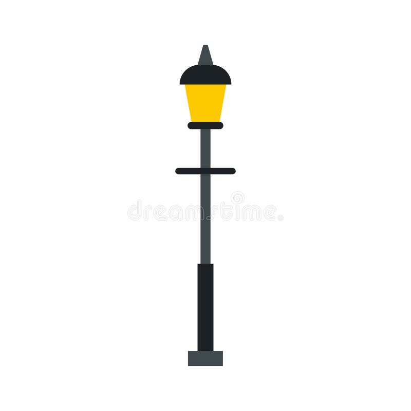 Retro Street Lantern Icon, Flat Style Stock Illustration - Illustration ...
