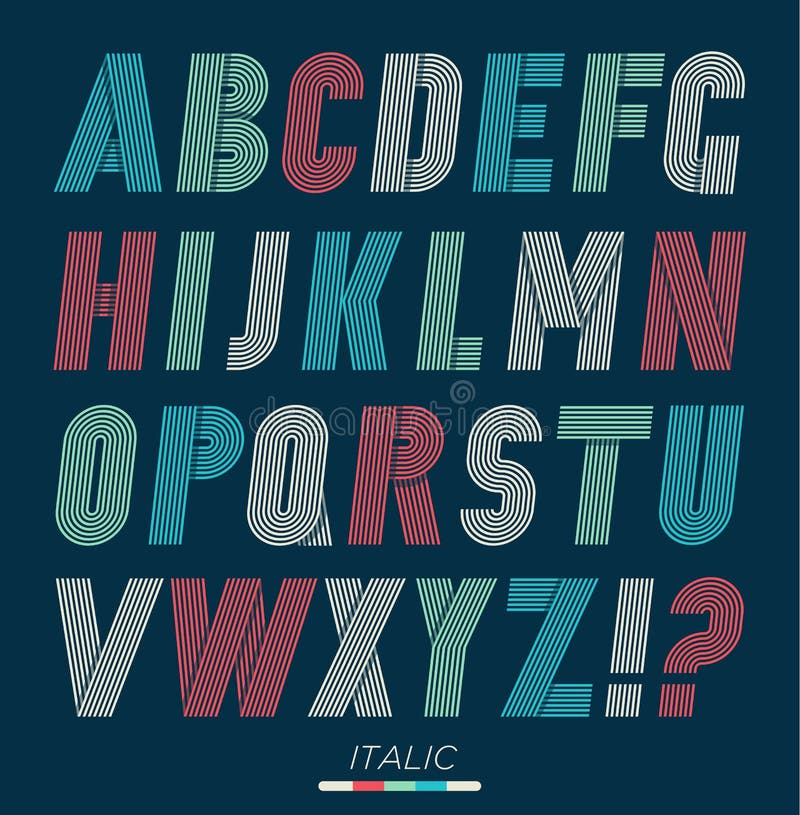 Retro Stripes Funky Fonts Set Stock Vector - Illustration of color ...