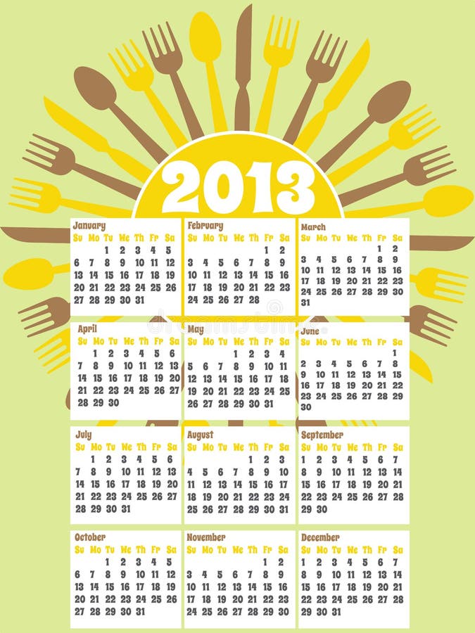Retro Style 2013 Kitchen Calendar Stock Illustrations – 1 Retro Style ...