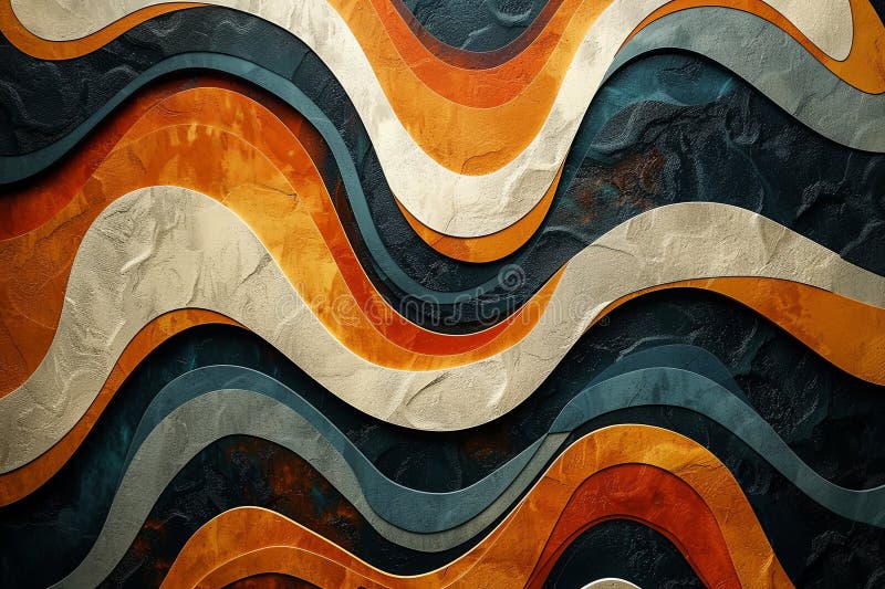 A Retro-style Abstract Artwork Inspired by the 1970s. Features Layered ...