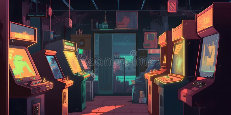Retro-style Arcade Game with Pixel Art Graphics Colors One Generative ...