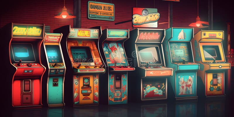 Retro-style Arcade Game with Pixel Art Graphics Colors One Generative ...