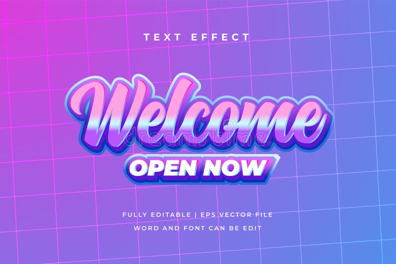 Retro Style Background with Text Effect Welcome Open Now Stock Vector ...