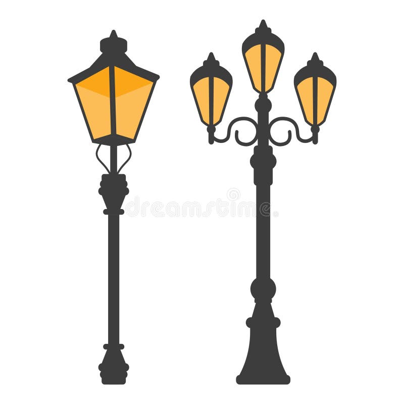 Retro Style Black Street Lamp Vector Stock Vector - Illustration of ...