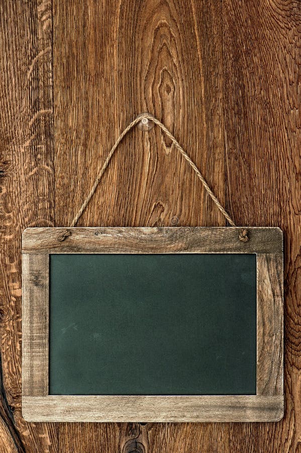 Retro Style Chalkboard on Wooden Wall Stock Photo - Image of blank ...