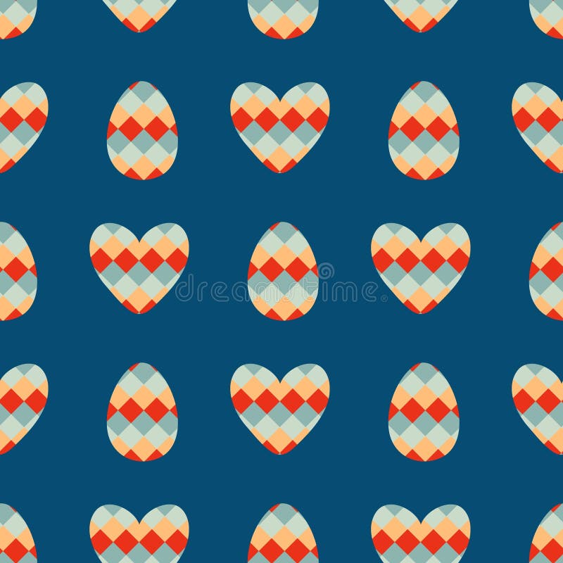 Retro Style Checkered Easter Eggs and Hearts Seamless Pattern. Perfect ...