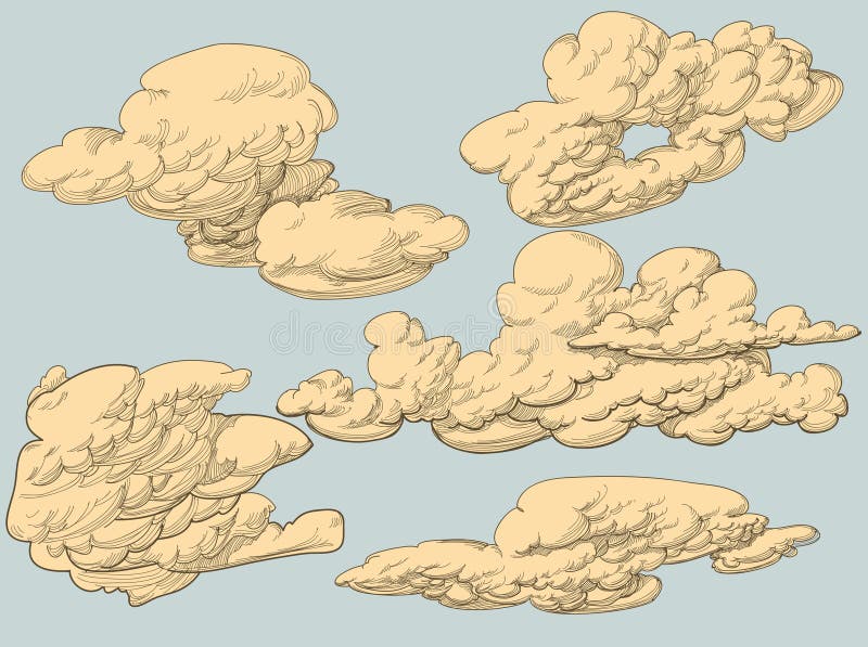 Vintage clouds stock vector. Illustration of drawing - 20549275