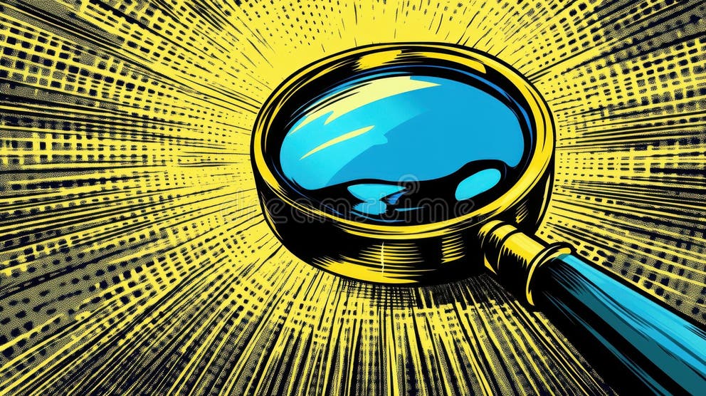 Retro-Style Comic Magnifying Glass Illustration Stock Photo - Image of ...