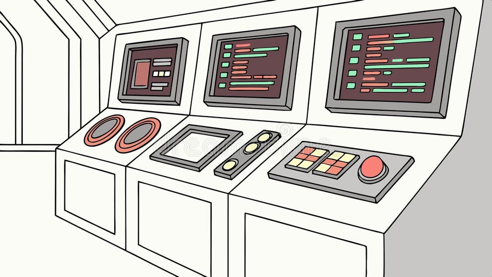 Retro Style Control Panel with Screens, Vintage Tech Interface Vector ...