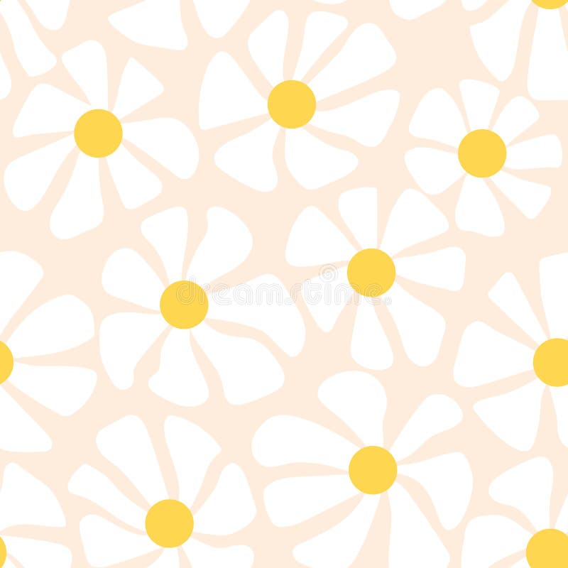 Retro Style Daisy Flower Seamless Pattern Stock Vector - Illustration ...
