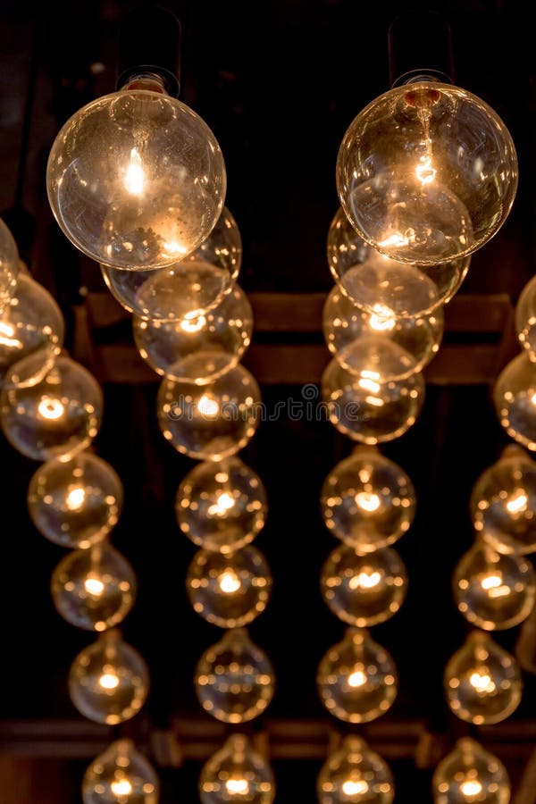 Retro Style of Edison Light Bulbs Decoration on Ceiling in Department ...