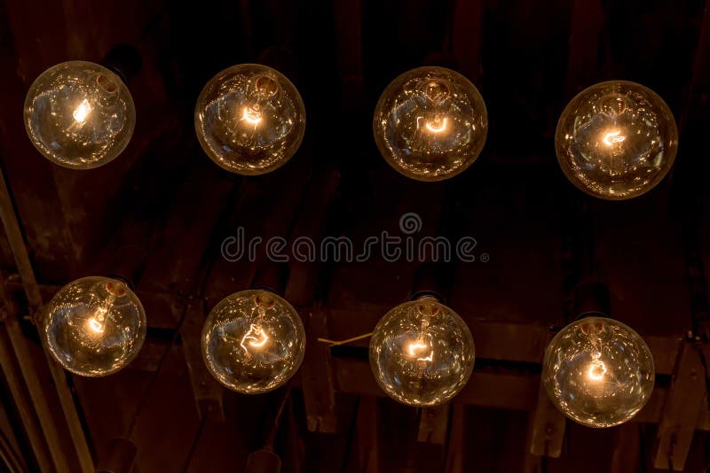 Retro Style of Edison Light Bulbs Decoration on Ceiling in Department ...