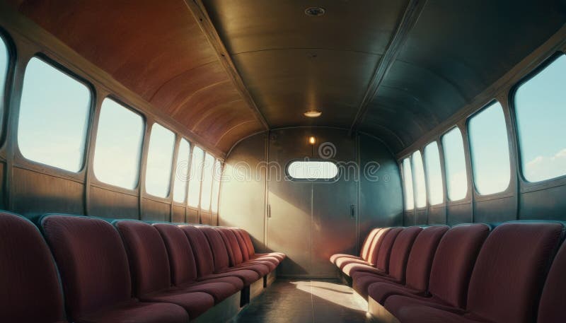 Retro Style Empty Train Car Interior Stock Photo - Image of interior ...