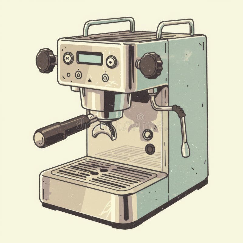 Retro Style Espresso Machine Illustration Stock Illustration ...