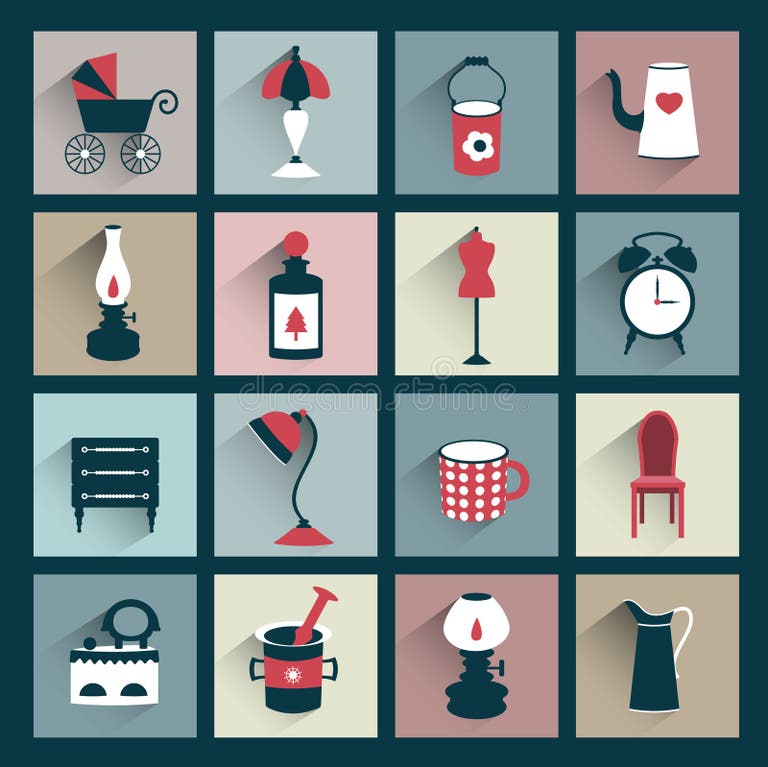 Retro Style Flat Shadows Icon. Vector Vintage Design. Stock Vector ...