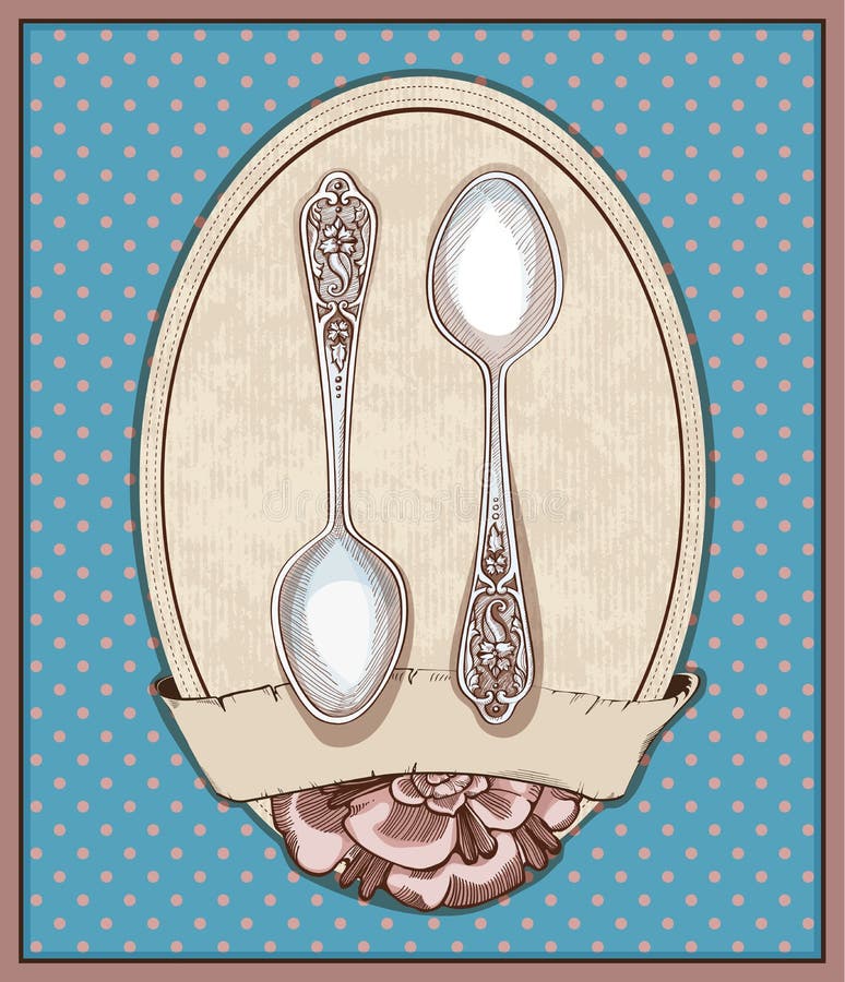 Retro Style Frame with Teaspoons Stock Vector - Illustration of decor ...