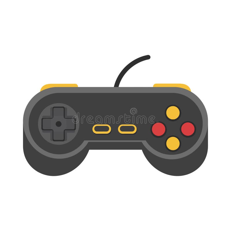Retro Style Game Controller with Red and Yellow Buttons Vector ...