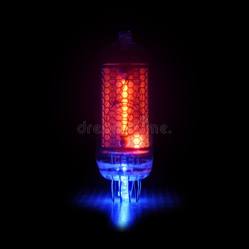 Retro-style Gas-discharge Display. Digit 1 and Point Stock Photo ...