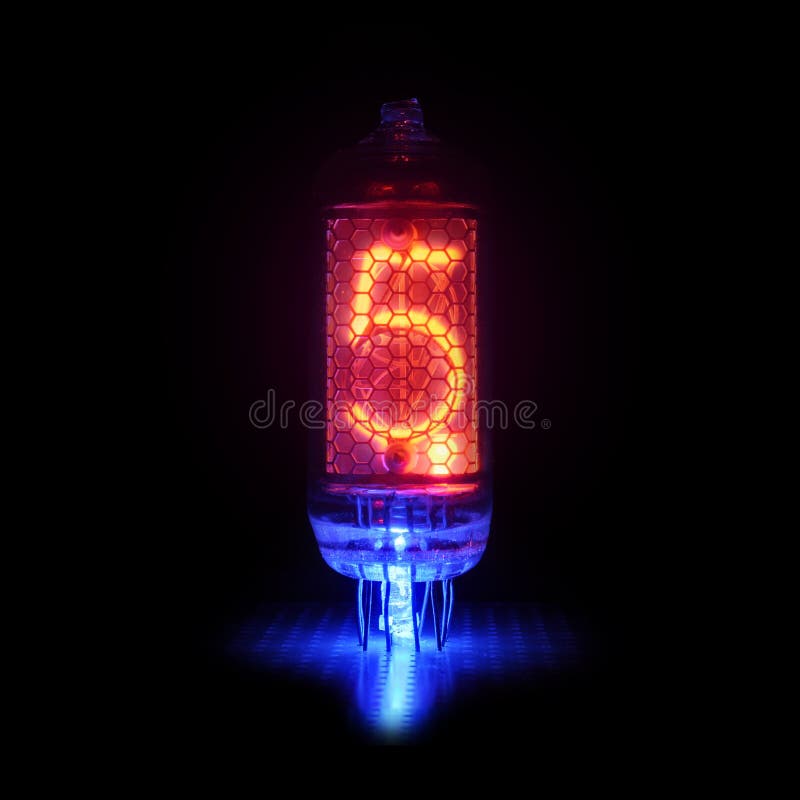 Retro-style Gas-discharge Display. Digit 5 and Point Stock Photo ...