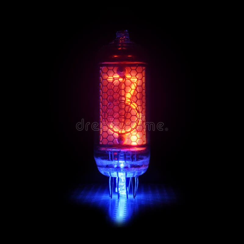 Retro-style Gas-discharge Display. Digit 3 and Point Stock Image ...