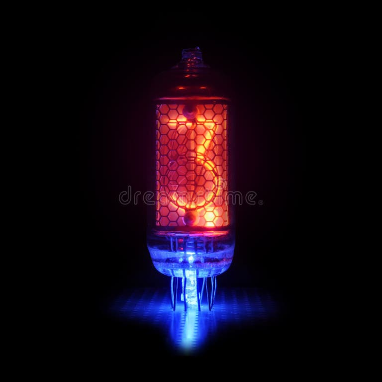 Retro-style Gas-discharge Display. Digit 3 and Point Stock Image ...