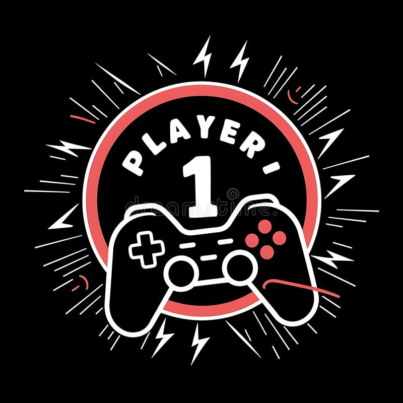 Retro-style Graphic Featuring a Game Controller with Red Accents ...