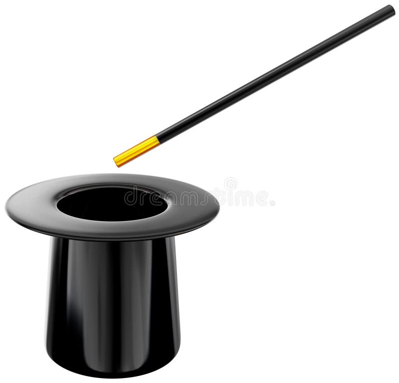 Retro Style Hat with Wand for Magic Stock Illustration - Illustration ...