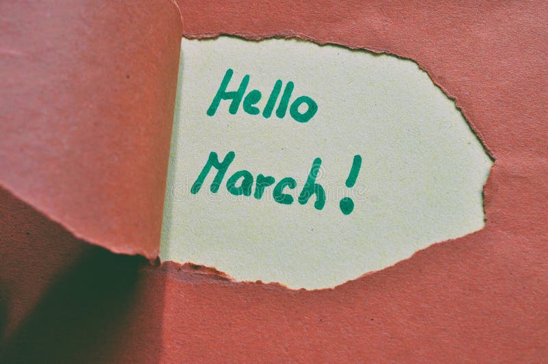 Retro Style Hello March Background Stock Image - Image of circle, label ...