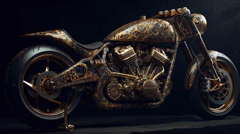 Retro Style High Powered Motorcycle, AI Generated Stock Illustration ...