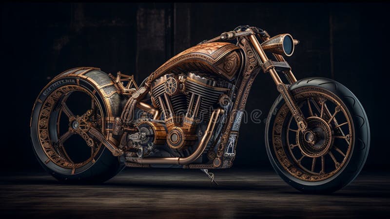 Retro Style High Powered Motorcycle, AI Generated Stock Illustration ...