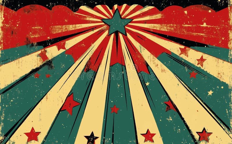 Abstract Retro Backround of Sunrays and Stars, Traced Image Stock ...