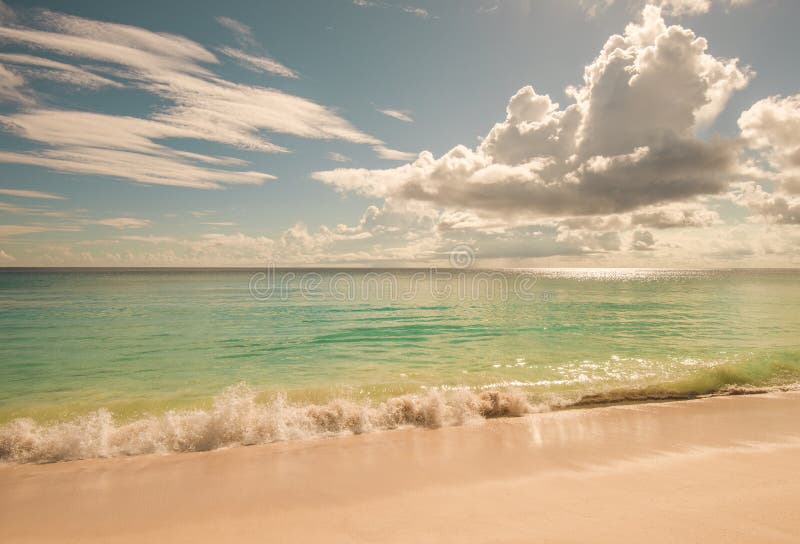 Retro Style Image of Tropical Island Beach Stock Photo - Image of ...