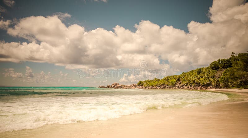 Retro Style Image of Tropical Island Beach Stock Photo - Image of ...