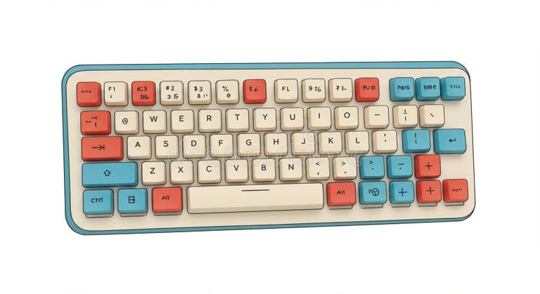Retro-style Keyboard with a Compact Layout. Features Cream-colored Keys ...