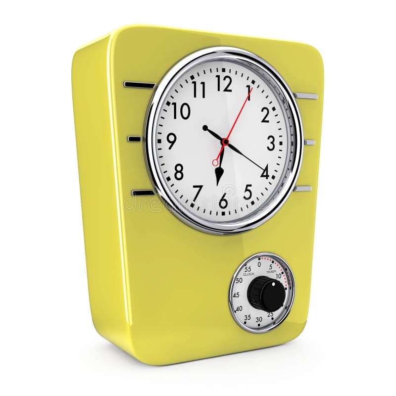 Retro Style Kitchen Clock with Timer. 3d Rendering Stock Illustration ...
