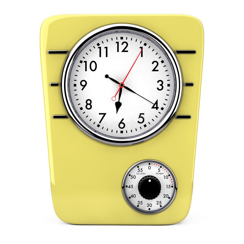 Retro Style Kitchen Clock with Timer. 3d Rendering Stock Illustration ...