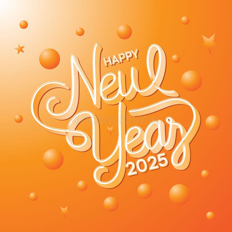 Retro Style Letter and Number Happy New Year 2025 Element Design Stock ...