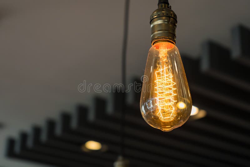Retro Style Lighting Bulb Decor Stock Photo - Image of black, light ...
