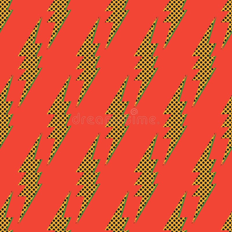 Retro Style Lightning Bolt Seamless Pattern Stock Vector - Illustration ...