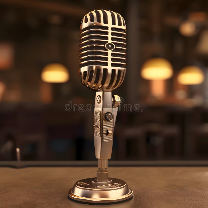 Retro Golden Style Microphone Stock Illustration - Illustration of ...