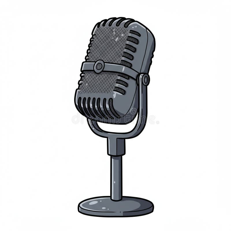Retro-style Microphone Illustration Featuring a Large, Rectangular ...