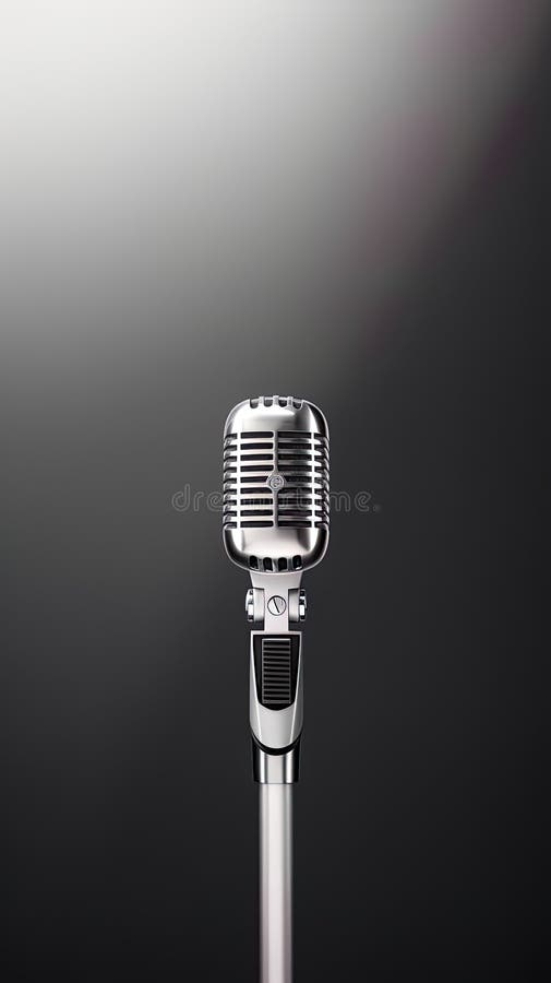 Retro Style Microphone Isolated on Black Background. Stock Photo ...