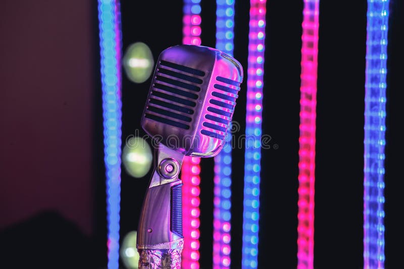 Retro Style Microphone on Stage in the Spotlight Performance of the ...