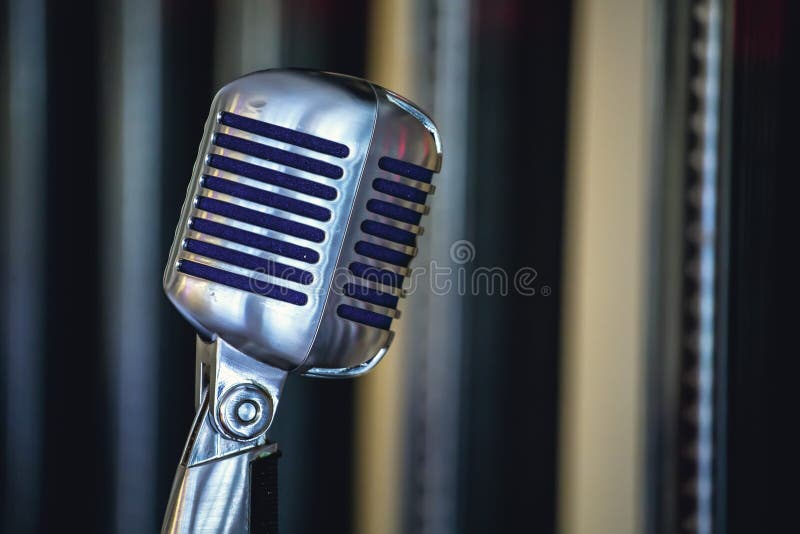 Retro Style Microphone on Stage in the Spotlight Performance of the ...