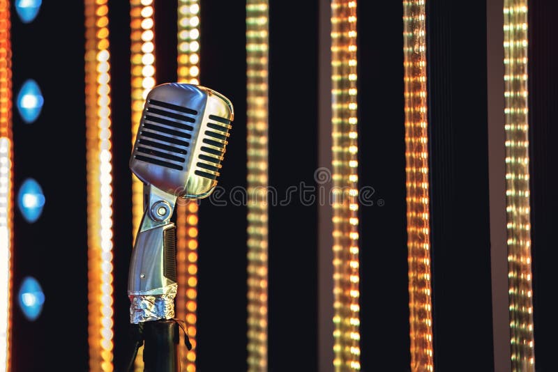 Retro Style Microphone on Stage in the Spotlight Performance of the ...