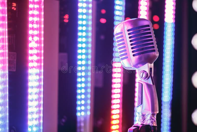 Retro Style Microphone on Stage in the Spotlight Performance of the ...