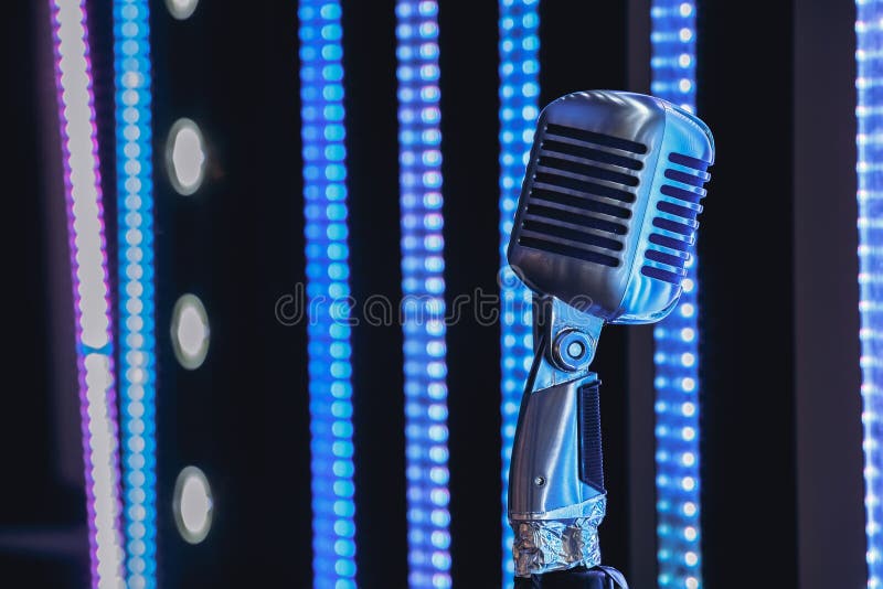 Retro Style Microphone on Stage in the Spotlight Performance of the ...