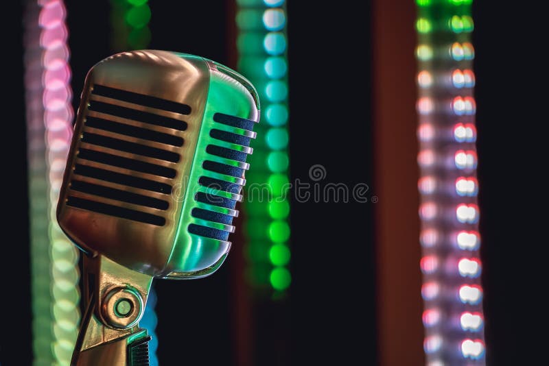 Retro Style Microphone on Stage in the Spotlight Performance of the ...